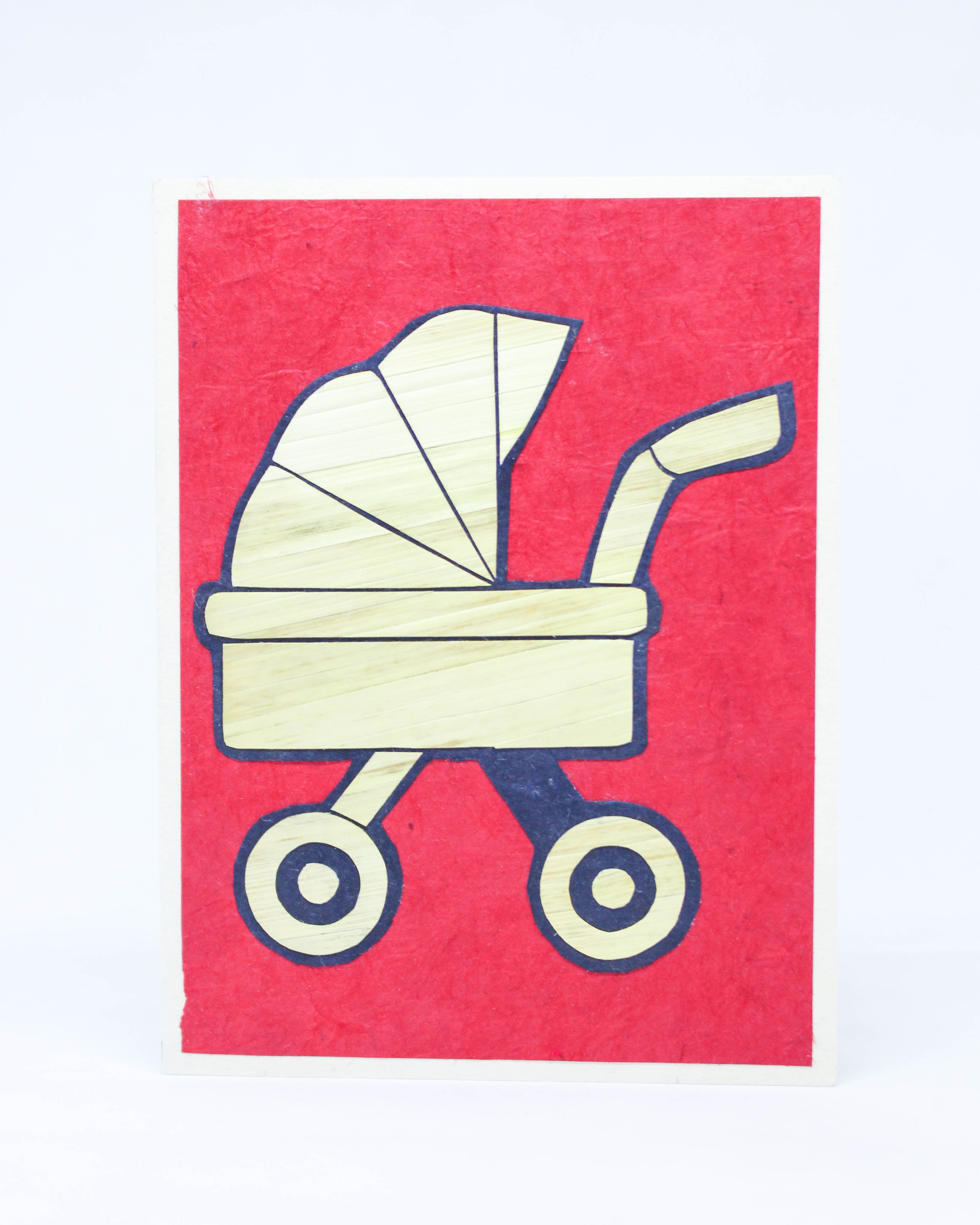 Baby Stroller Hand Carved Card – Lokta Cards